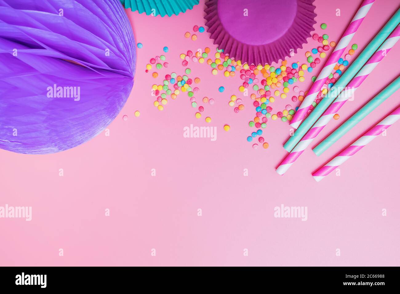 Colorful birthday party background with festive decor Stock Photo - Alamy