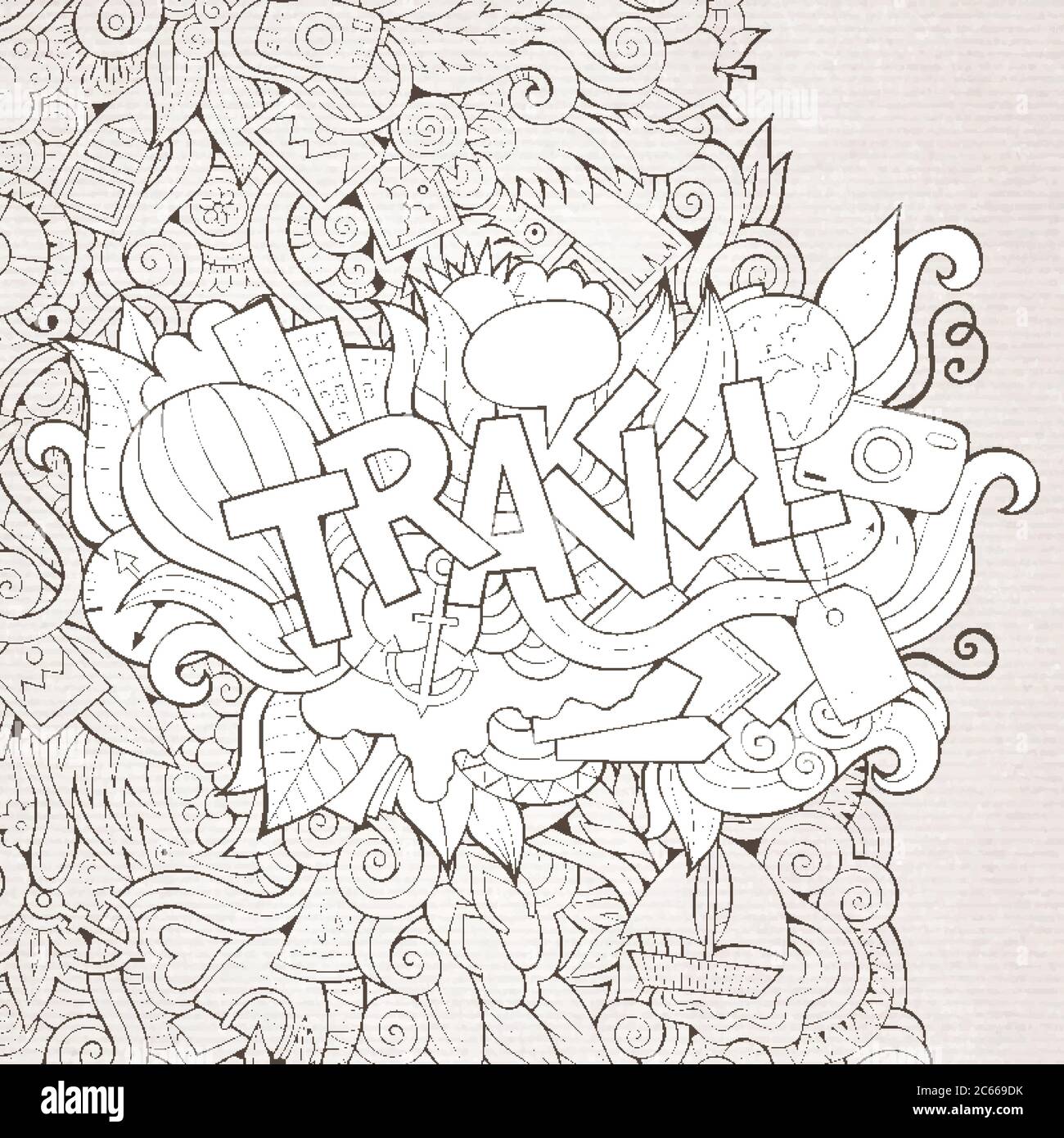 Travel hand lettering and doodles elements. Vector illustration Stock ...