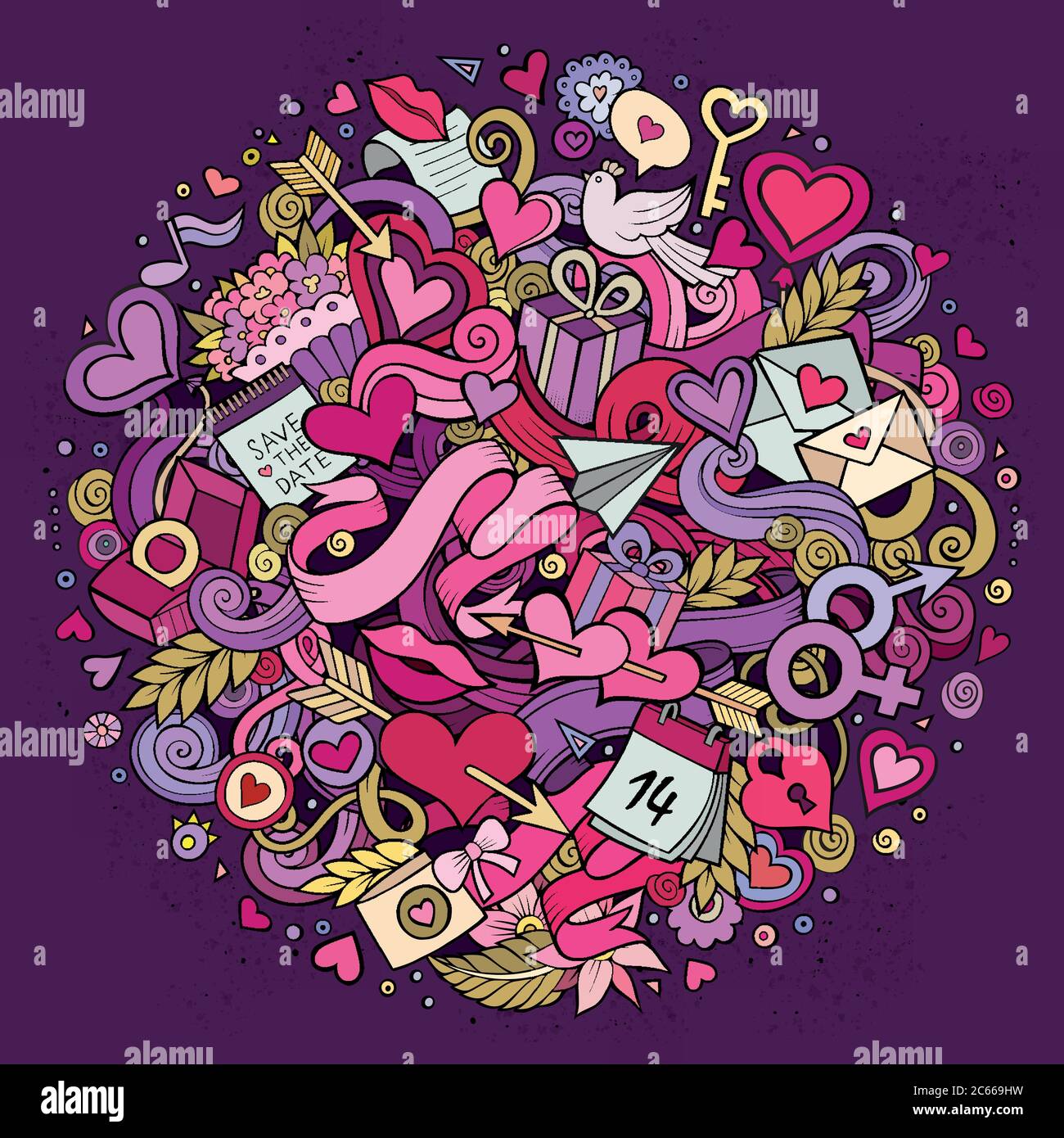 Cartoon vector hand drawn Doodle Love illustration Stock Vector Image ...
