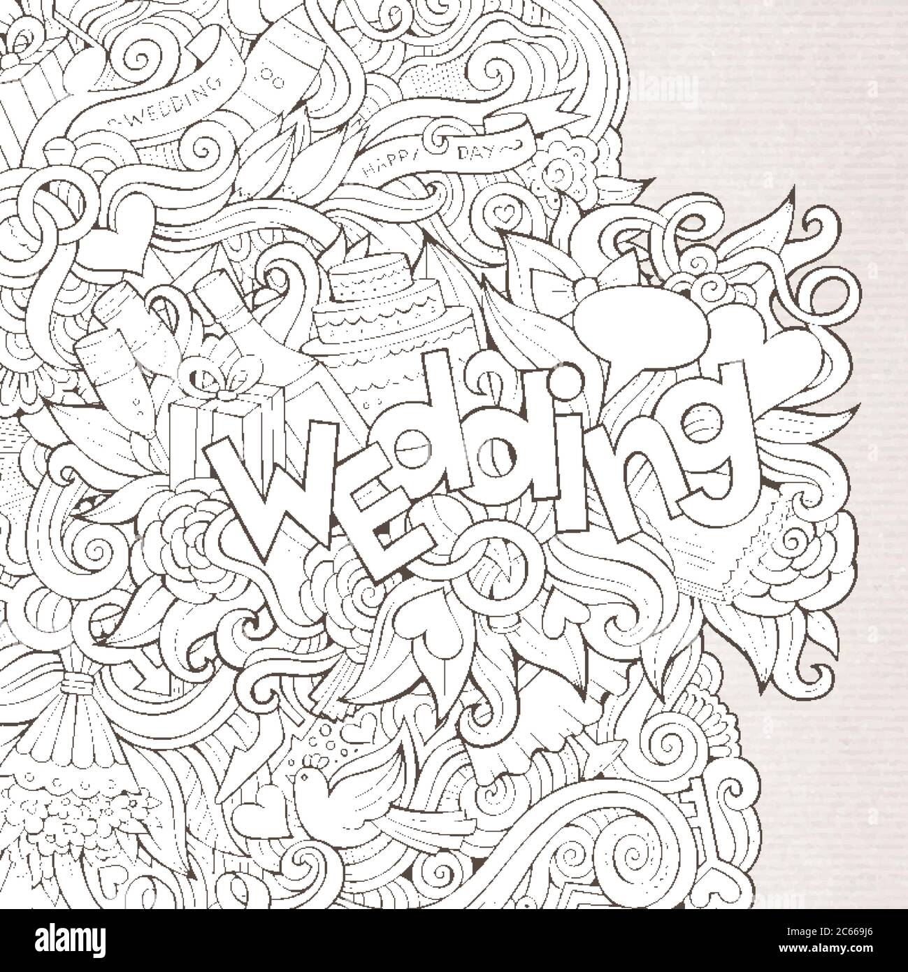 Wedding hand lettering and doodles elements sketch Stock Vector Image ...