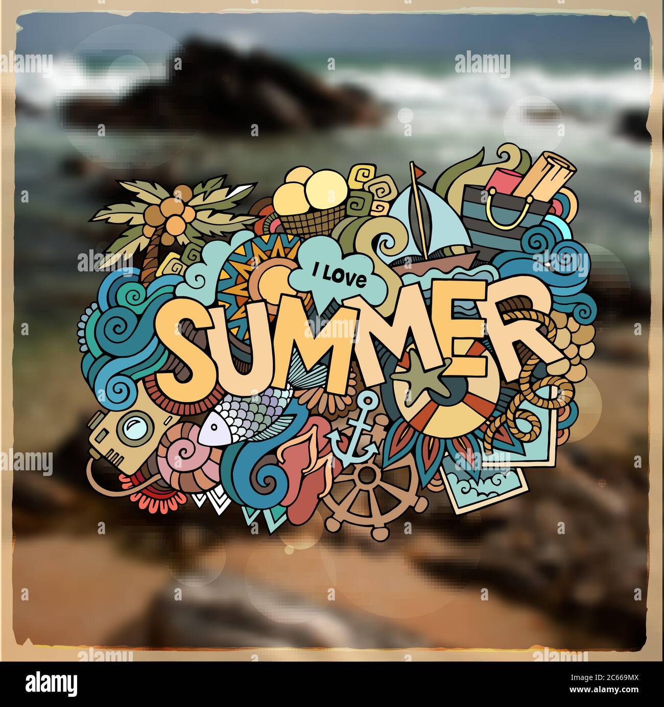 Summer hand lettering and doodles elements Stock Vector Image & Art - Alamy