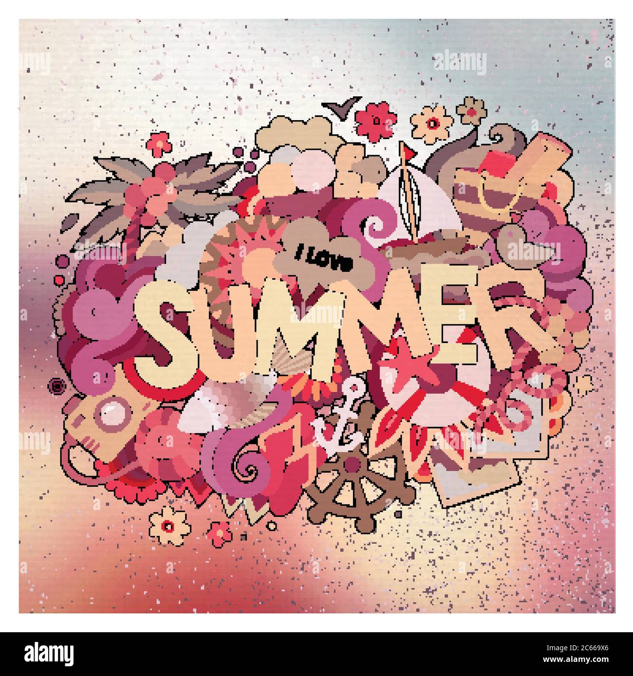 Summer hand lettering and doodles elements Stock Vector Image & Art - Alamy