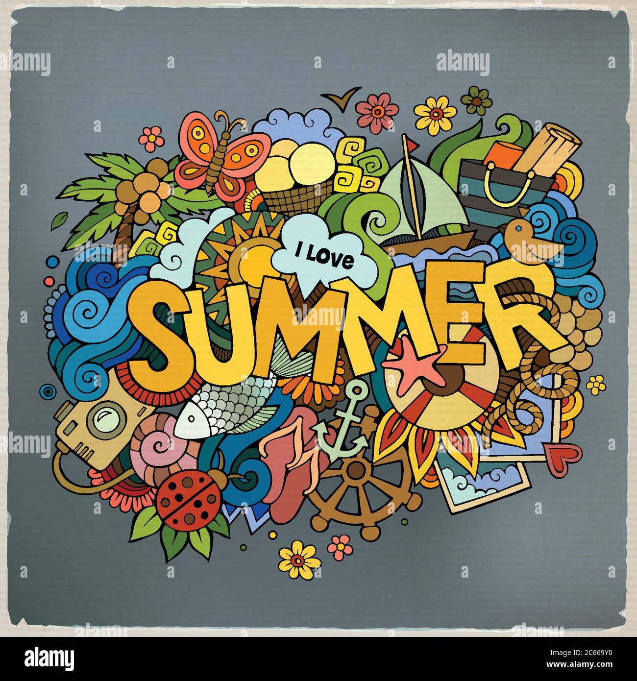 Summer hand lettering and doodles elements Stock Vector Image & Art - Alamy