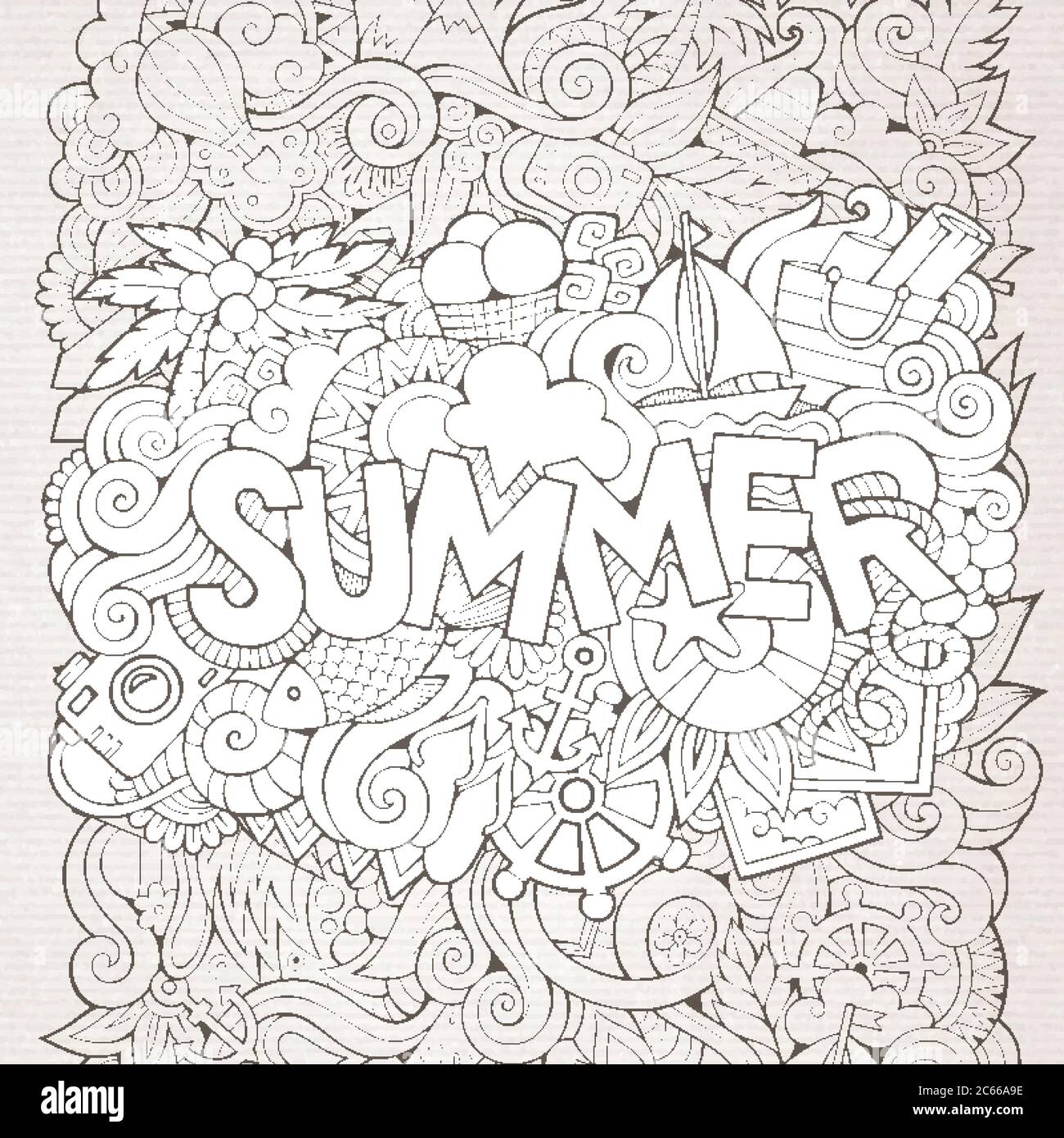 Summer hand lettering and doodles elements. Vector illustration Stock ...