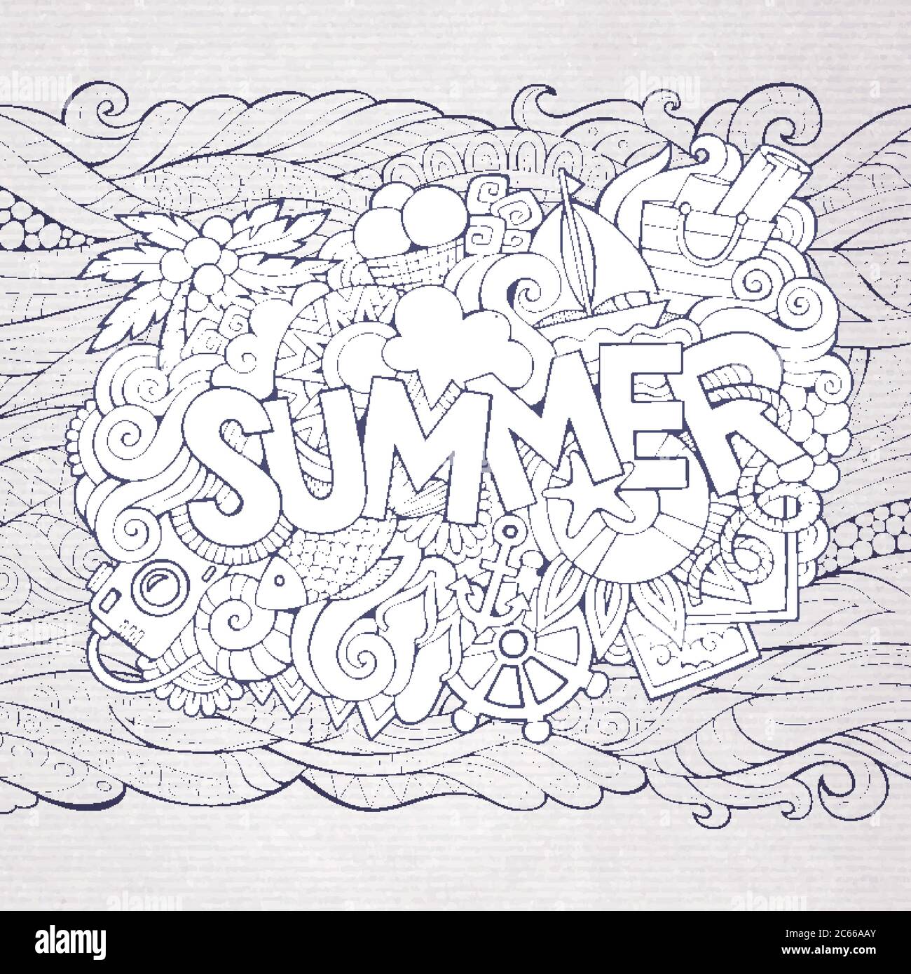 Summer hand lettering and doodles elements. Vector illustration Stock ...