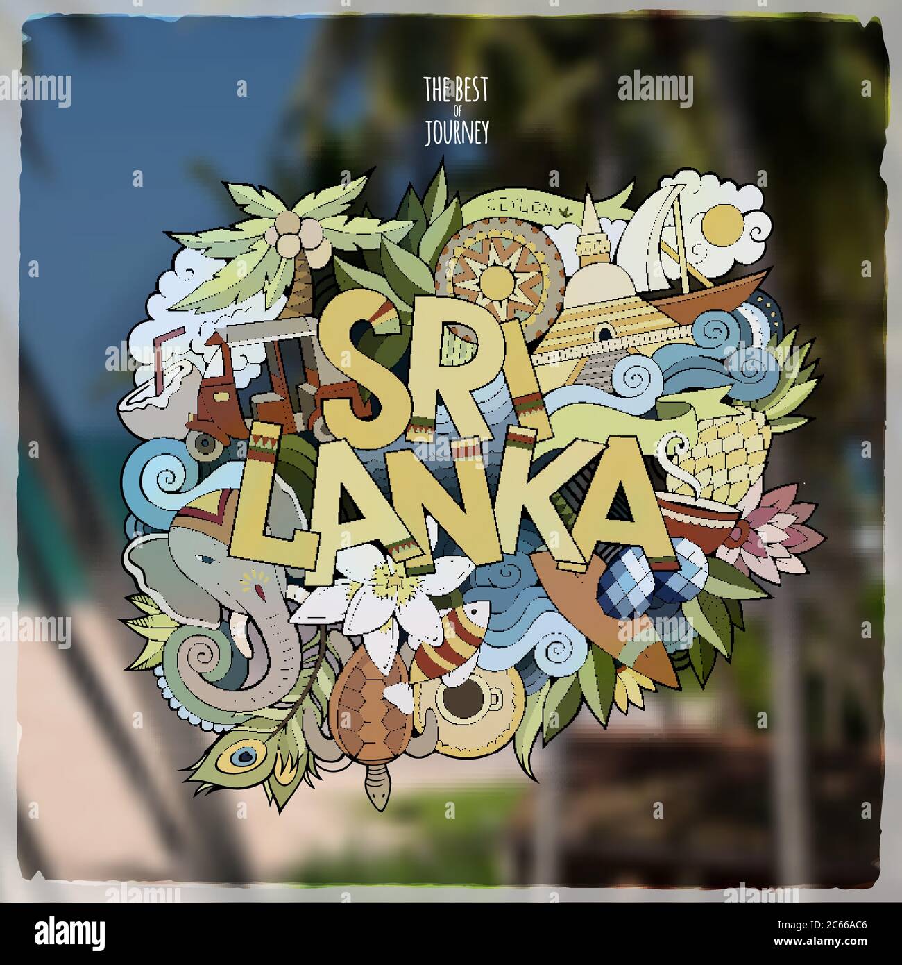 Sri Lanka hand lettering and doodles elements emblem Stock Vector Image ...