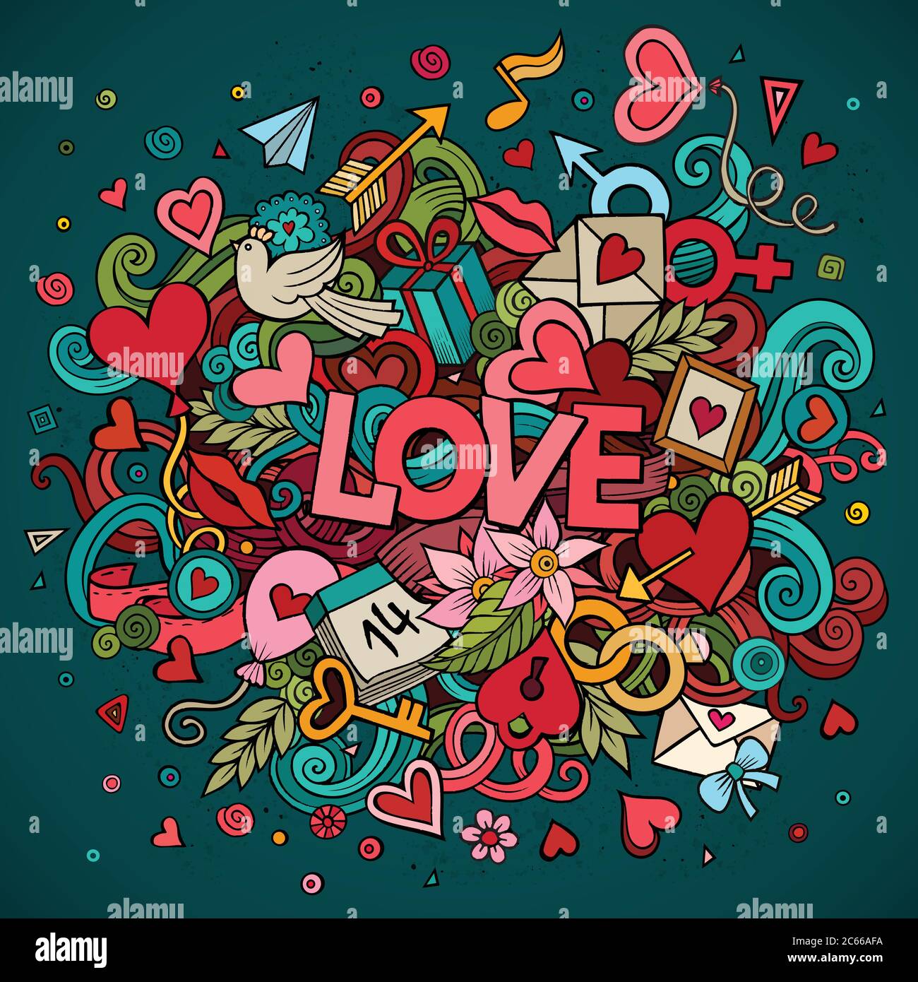 Cartoon vector hand drawn Doodle Love illustration Stock Vector Image ...