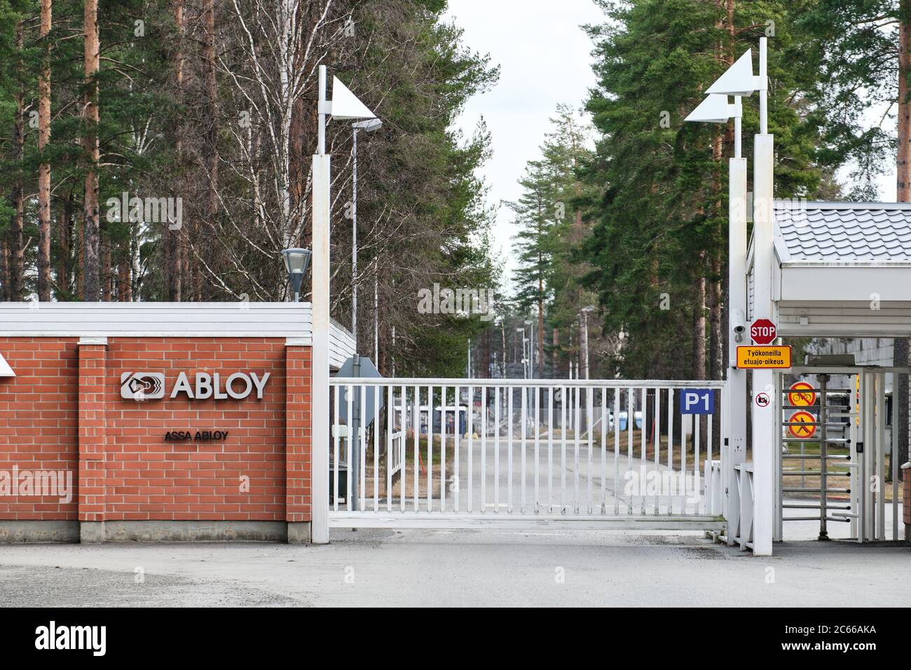 Joensuu, Finland - March 3, 2020: ABLOY factory entrance. ASSA ABLOY is ...