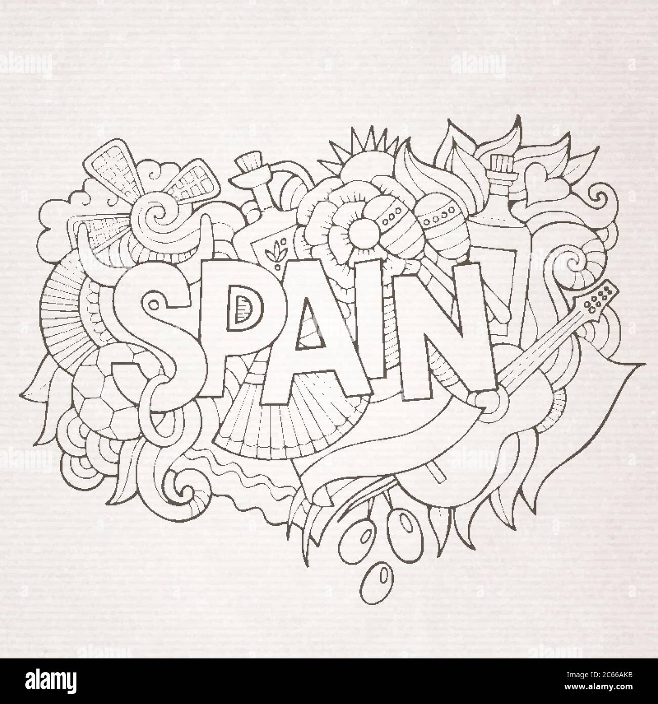 Spain country hand lettering and doodles elements Stock Vector Image ...