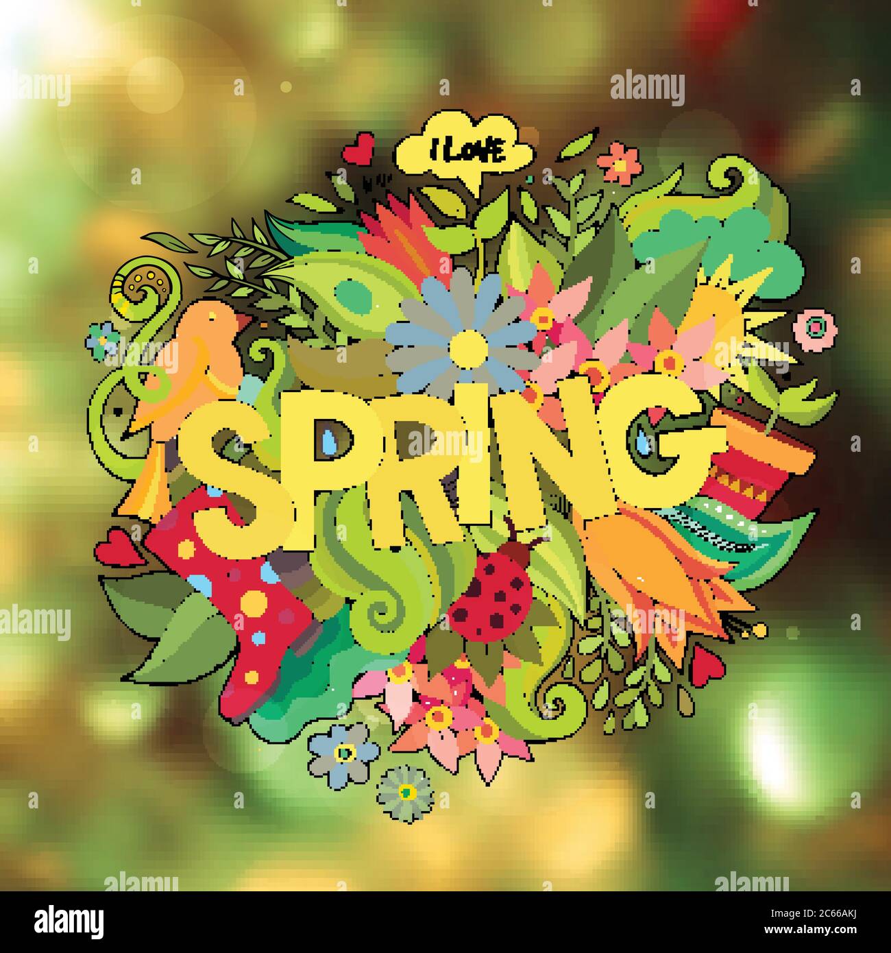 Spring hand lettering and doodles elements Stock Vector Image & Art - Alamy