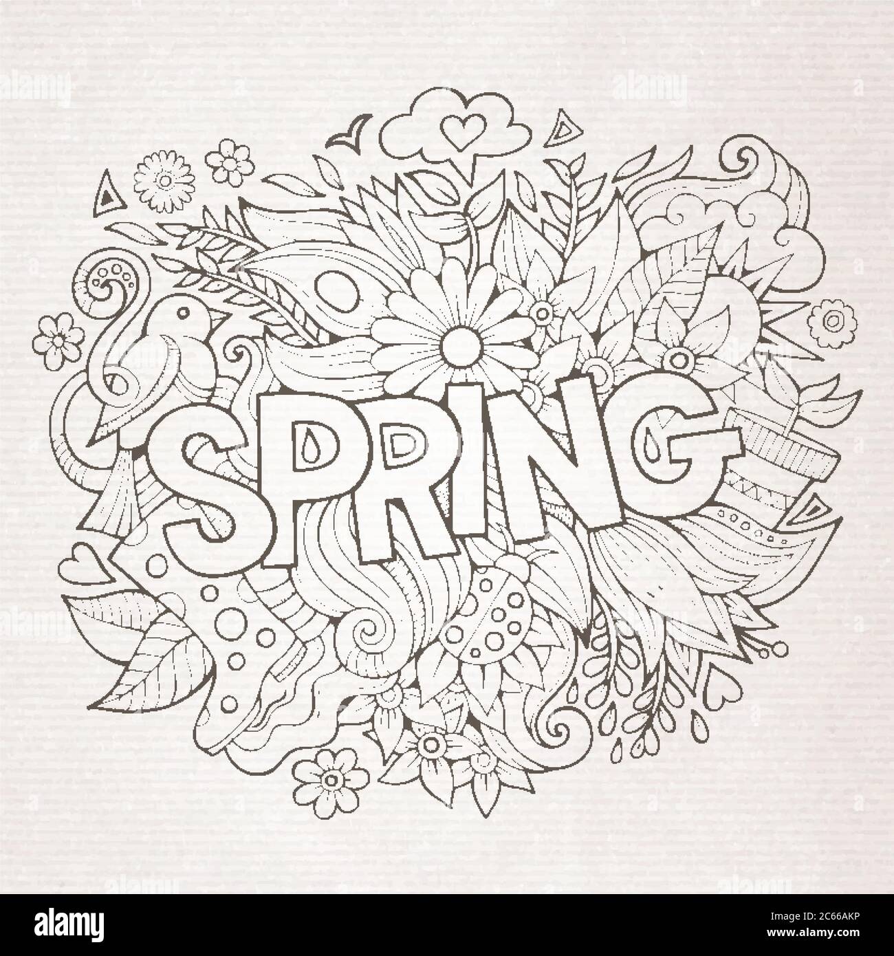 Spring hand lettering and doodles elements Stock Vector Image & Art - Alamy