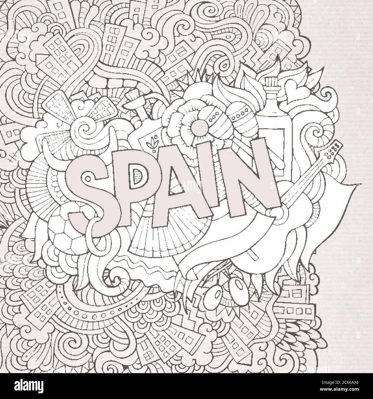 Spain hand lettering and doodles elements background Stock Vector Image ...