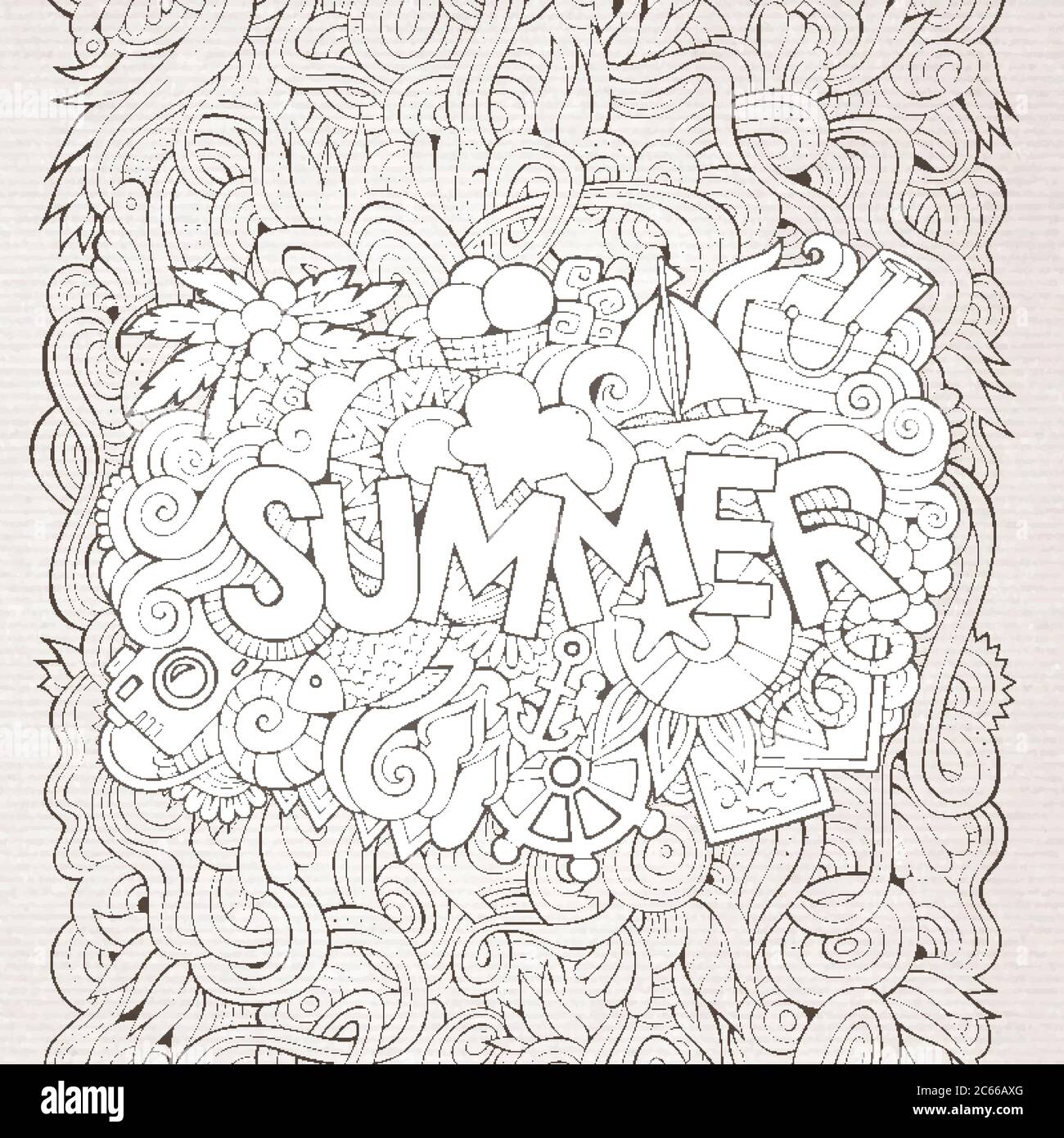Summer hand lettering and doodles elements Stock Vector Image & Art - Alamy
