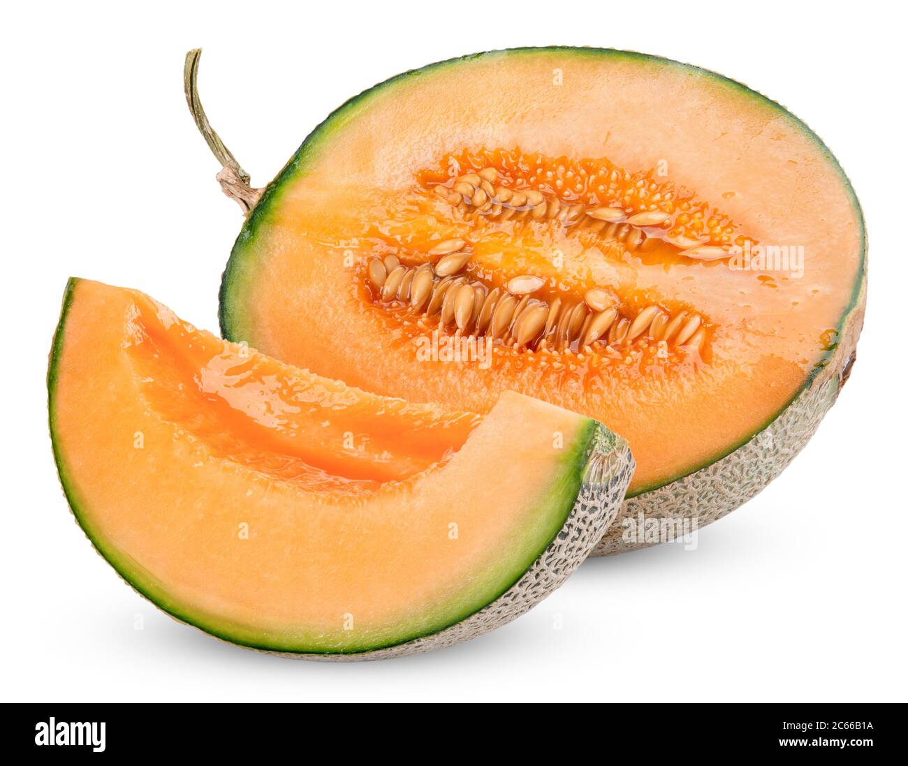 Slice and half melon isolated on white, melon clipping path Stock Photo ...