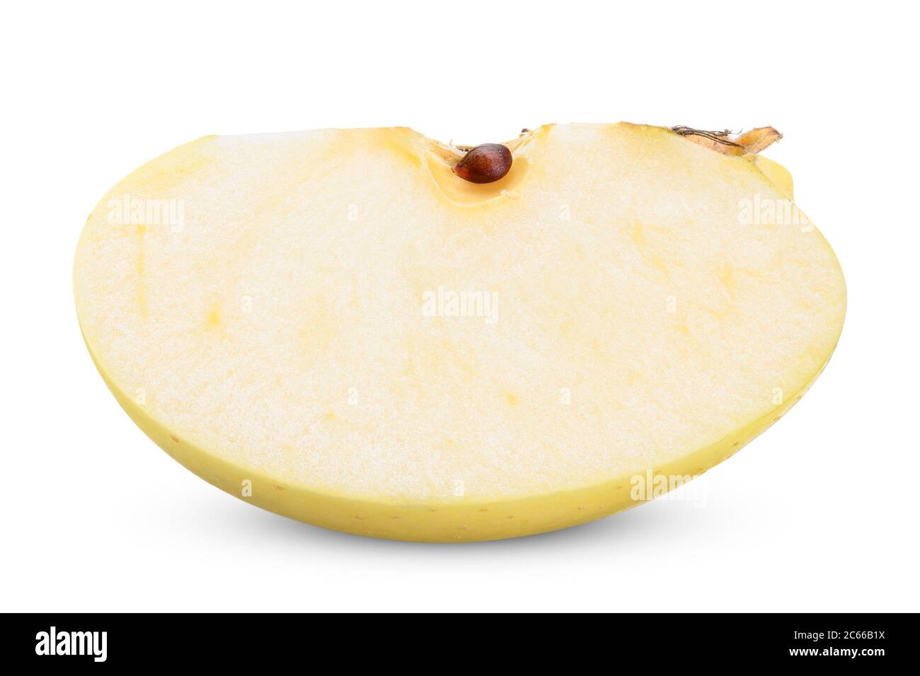 slice yellow apple isolated on white, apple clipping path Stock Photo ...