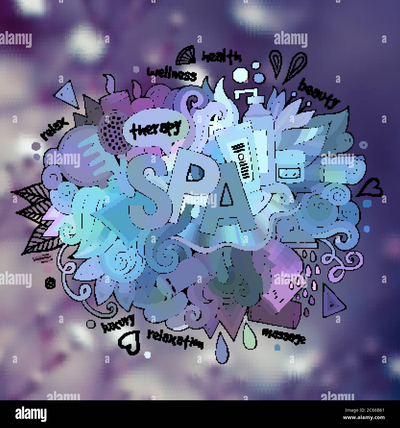 Spa hand lettering and doodles elements illustration Stock Vector Image ...