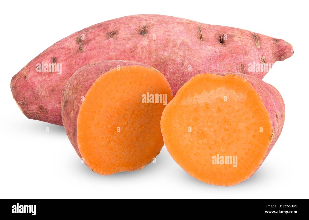 sweet potato and half isolated on white , potato clipping path Stock ...