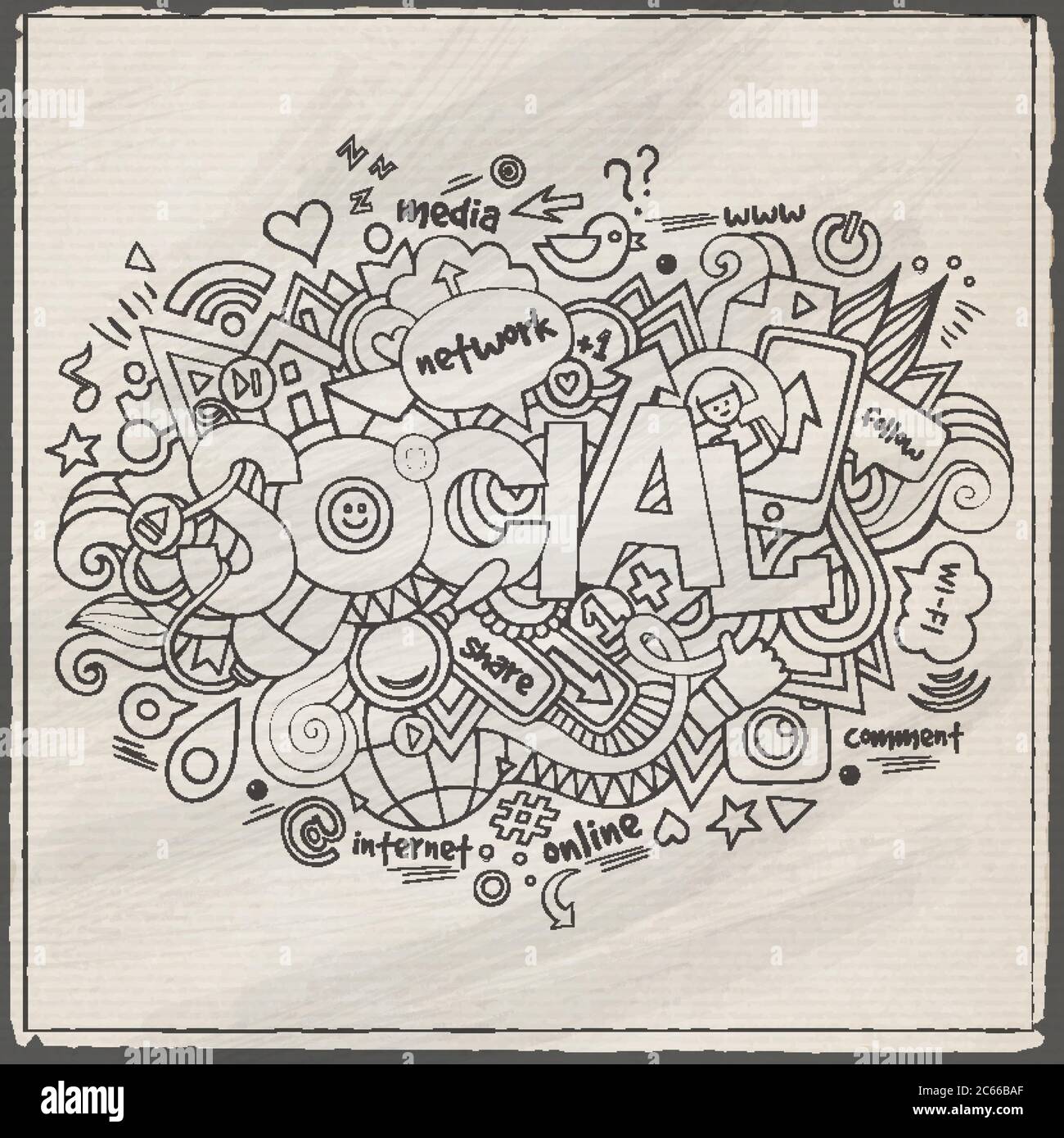 Social hand lettering and doodles elements background Stock Vector ...