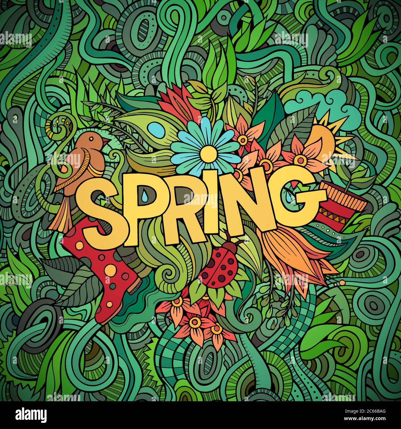 Spring hand lettering and doodles elements Stock Vector Image & Art - Alamy