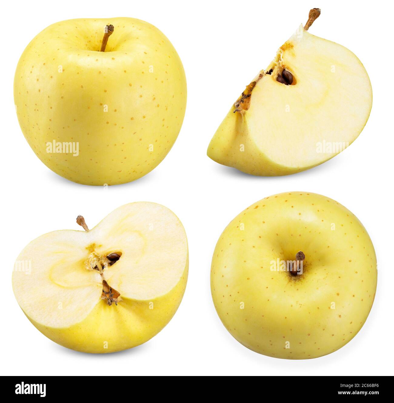 set yellow apple isolated on white background Stock Photo - Alamy
