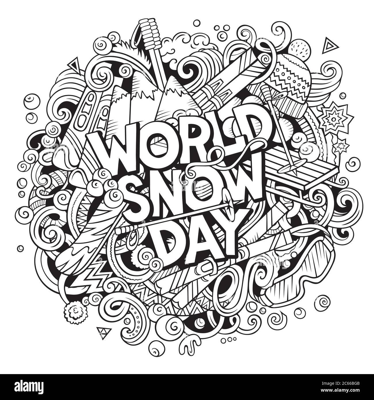 World Snow Day hand drawn cartoon doodles illustration Stock Vector ...