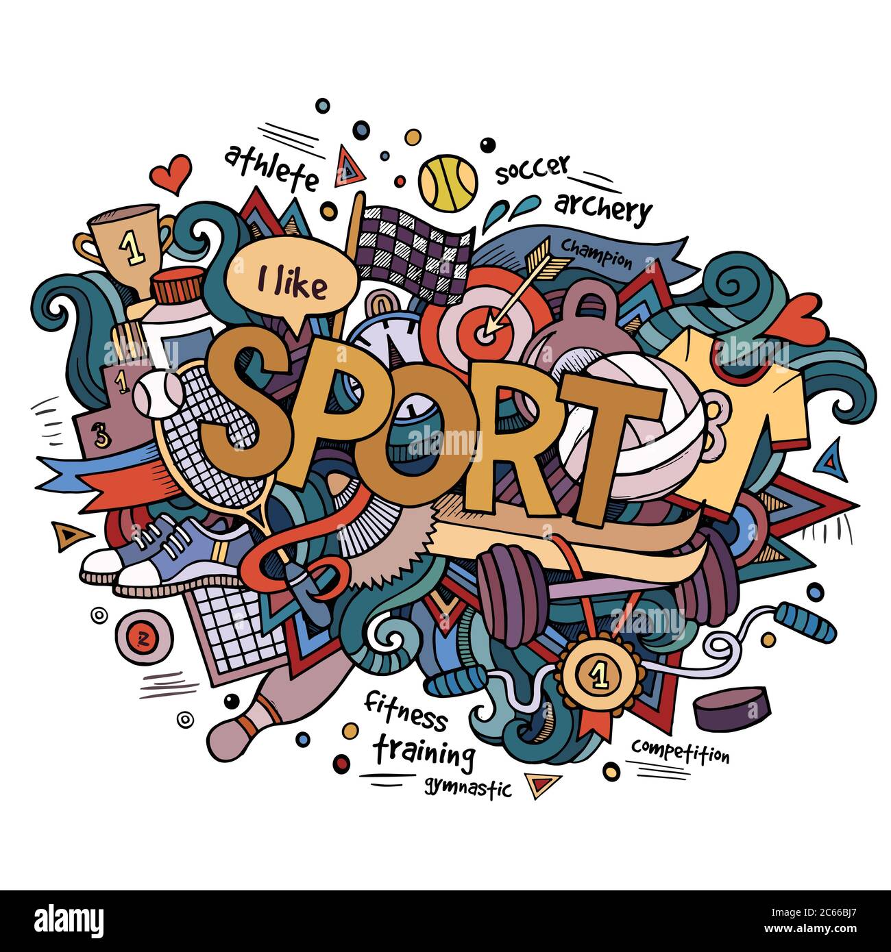 Sport hand lettering and doodles elements background Stock Vector Image ...