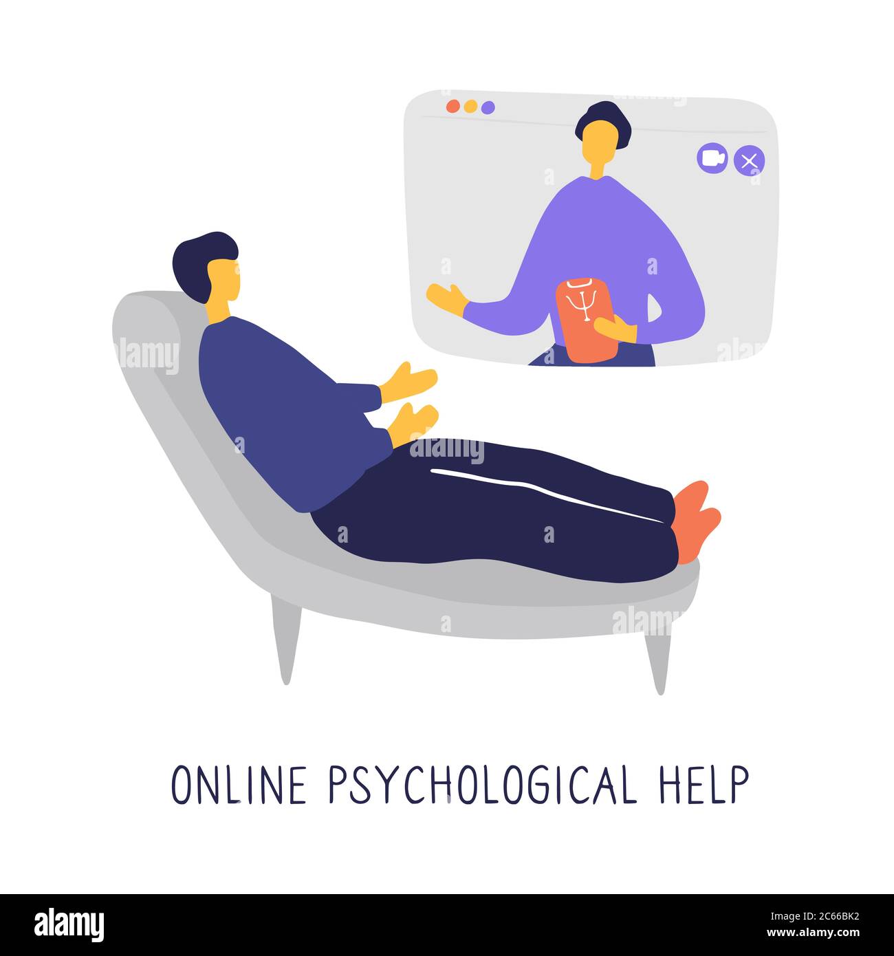 Online psychotherapy practice. Remote psychological help, psychiatrist ...