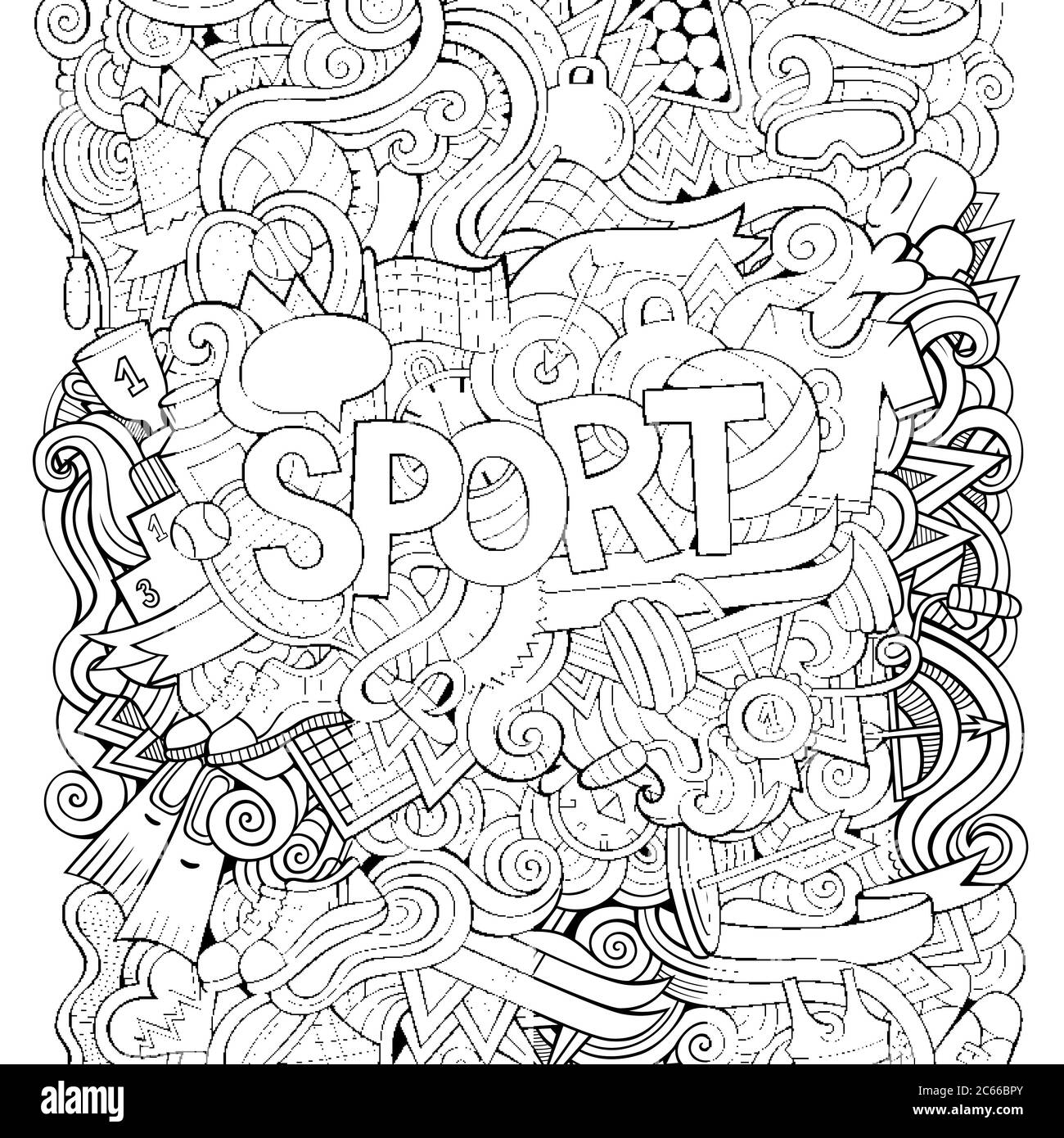 Sport hand lettering and doodles elements background Stock Vector Image ...