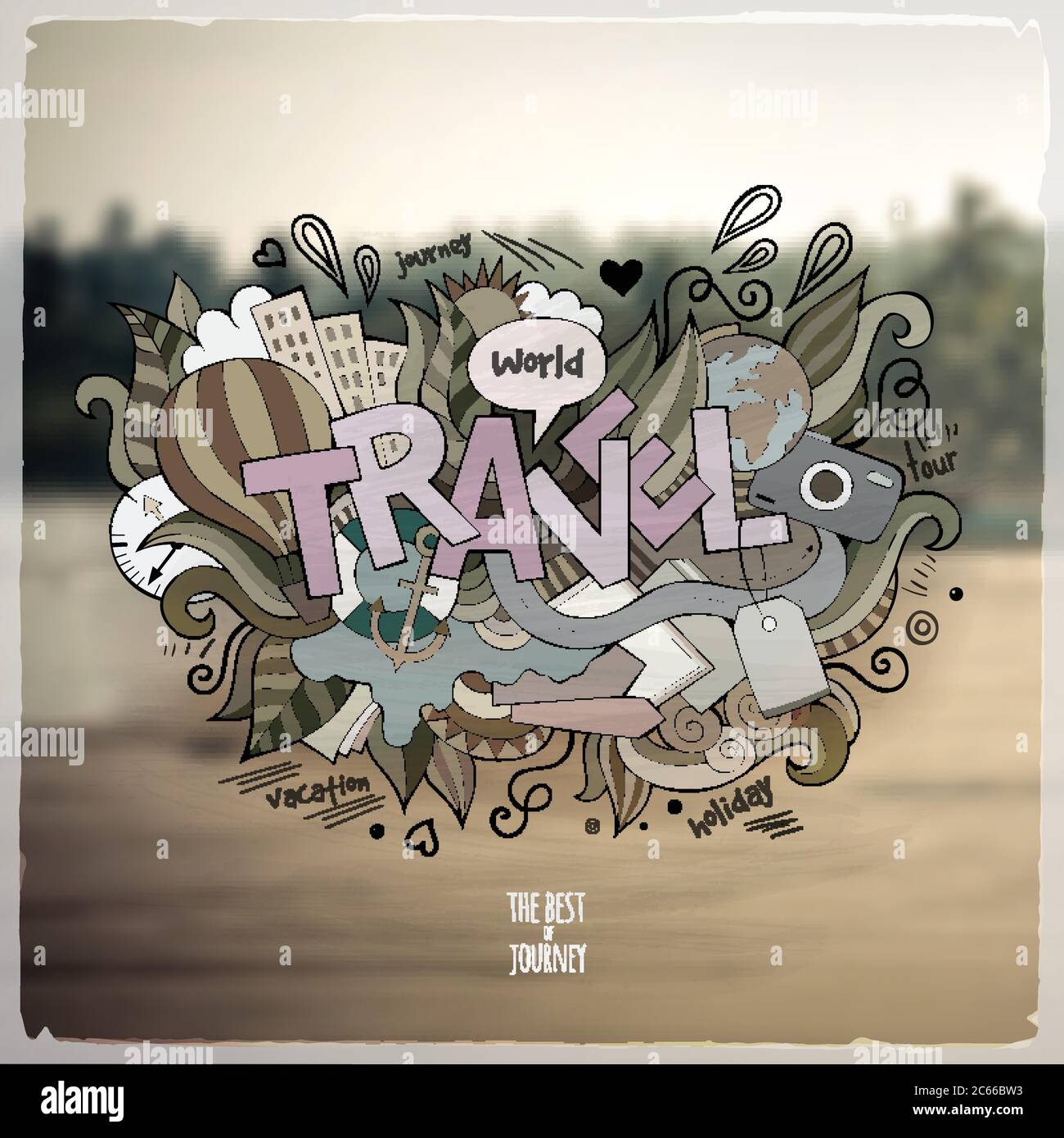 Travel hand lettering and doodles elements Stock Vector Image & Art - Alamy