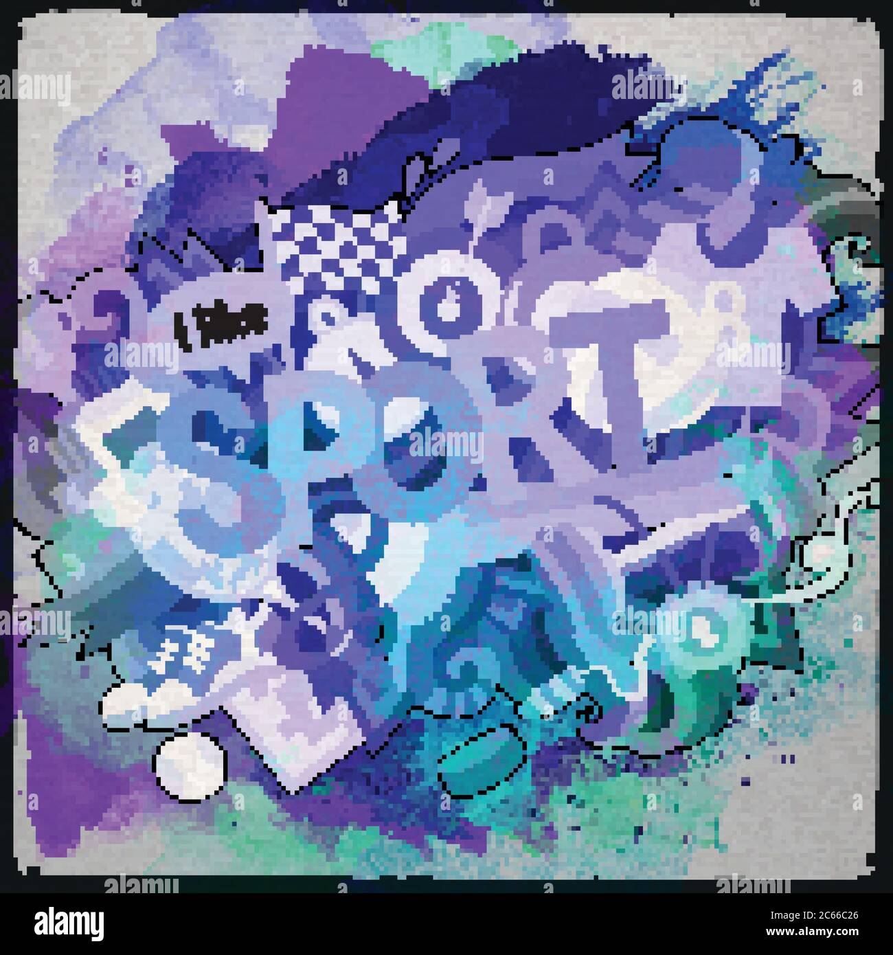 Cartoon cute doodles hand drawn Sport inscription Stock Vector Image ...