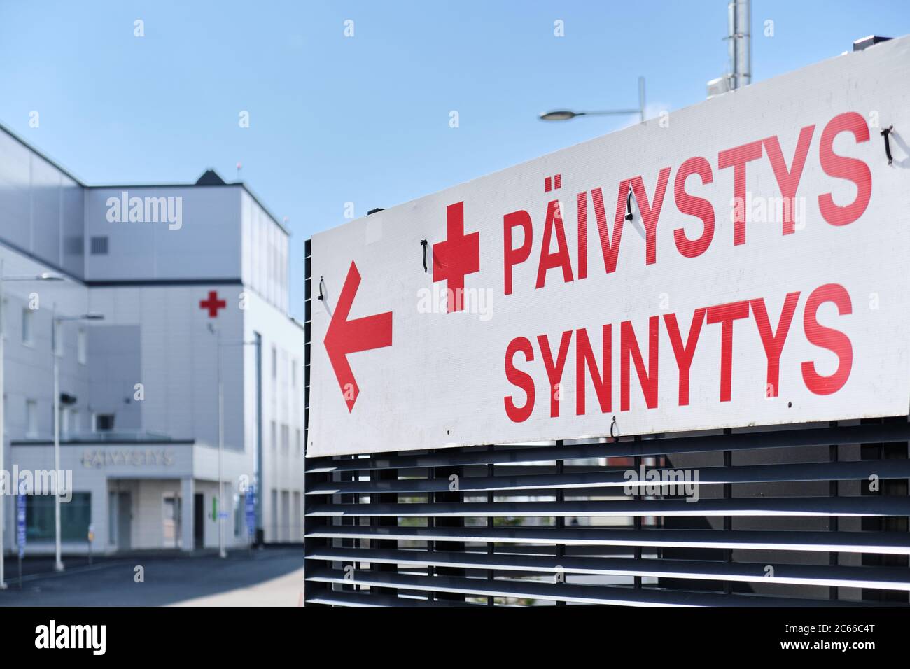 Joensuu, Finland - April 19, 2020: Road sign in the direction of ...