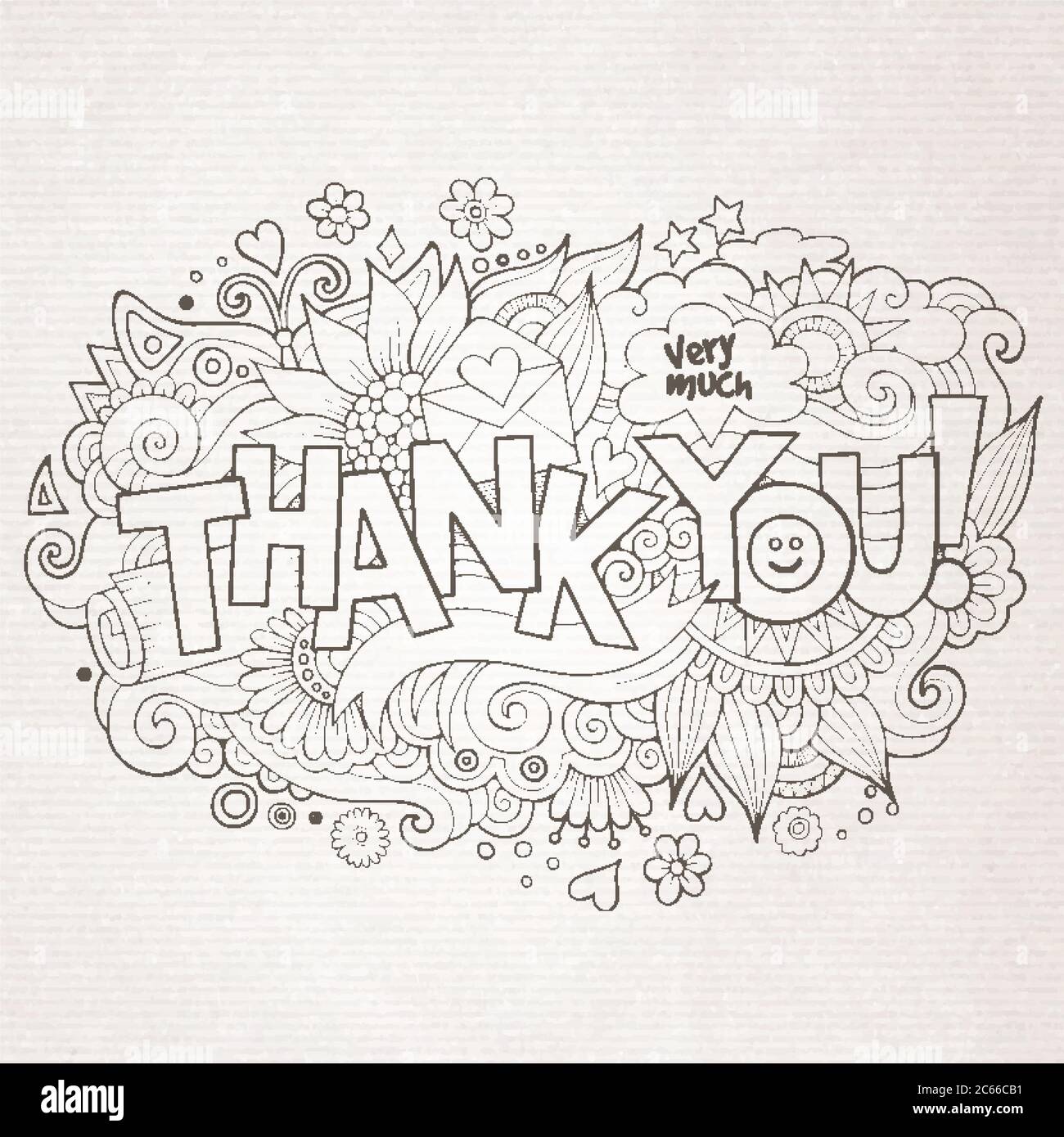 Thank You hand lettering and doodles elements background Stock Vector ...