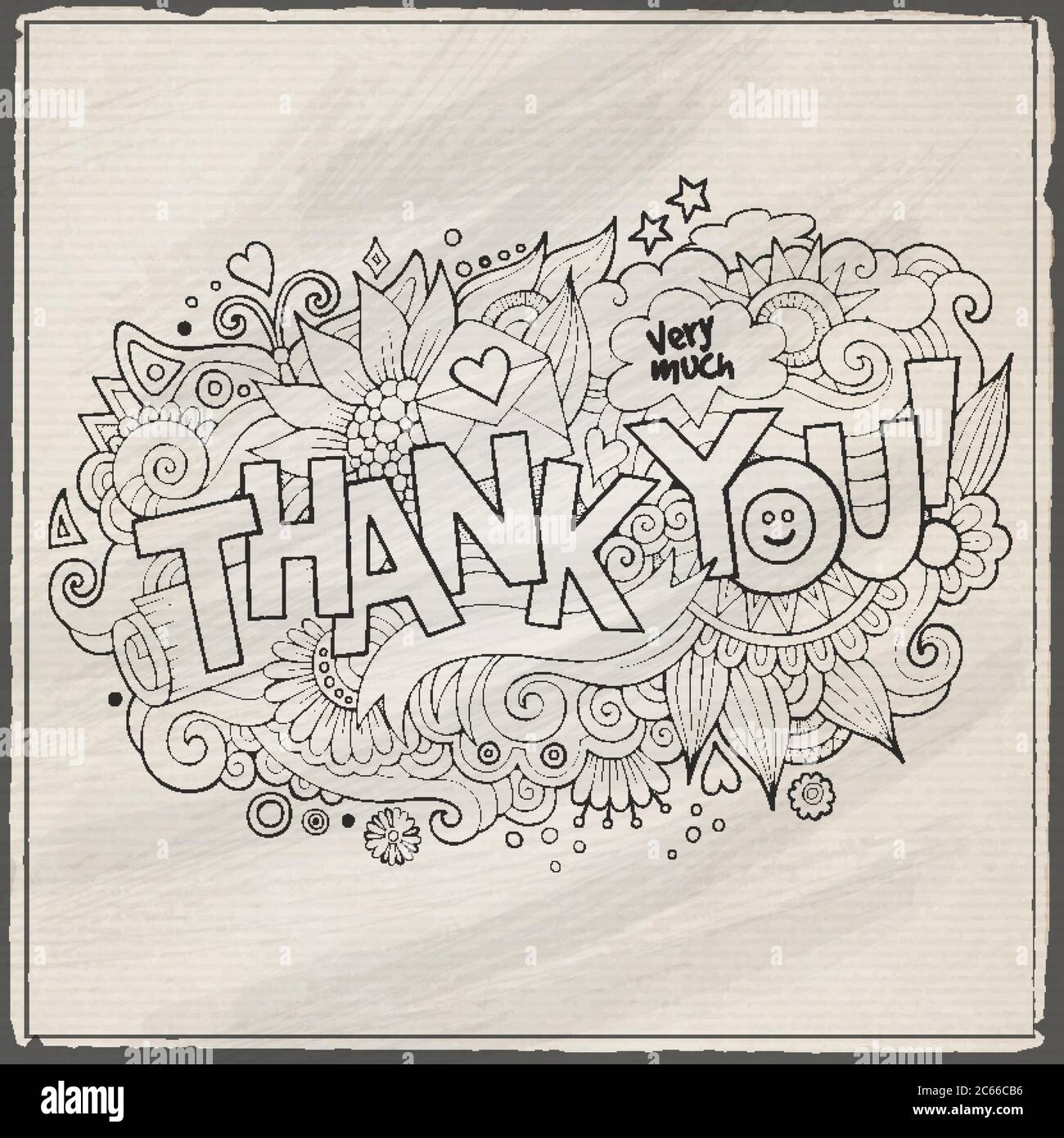 Thank You hand lettering and doodles elements background Stock Vector ...