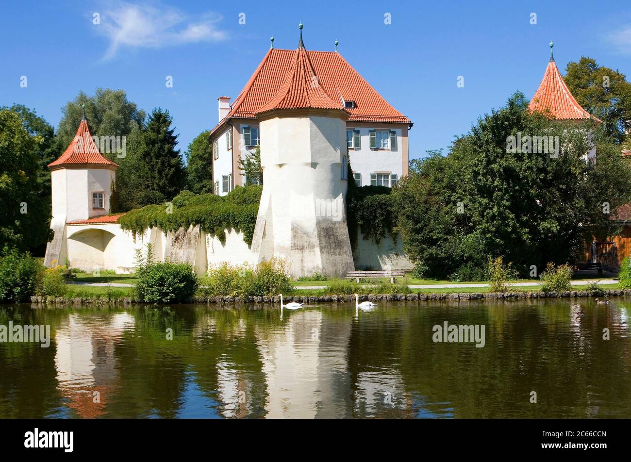 Munich, Blutenburg Castle, former hunting lodge, exterior view with ...