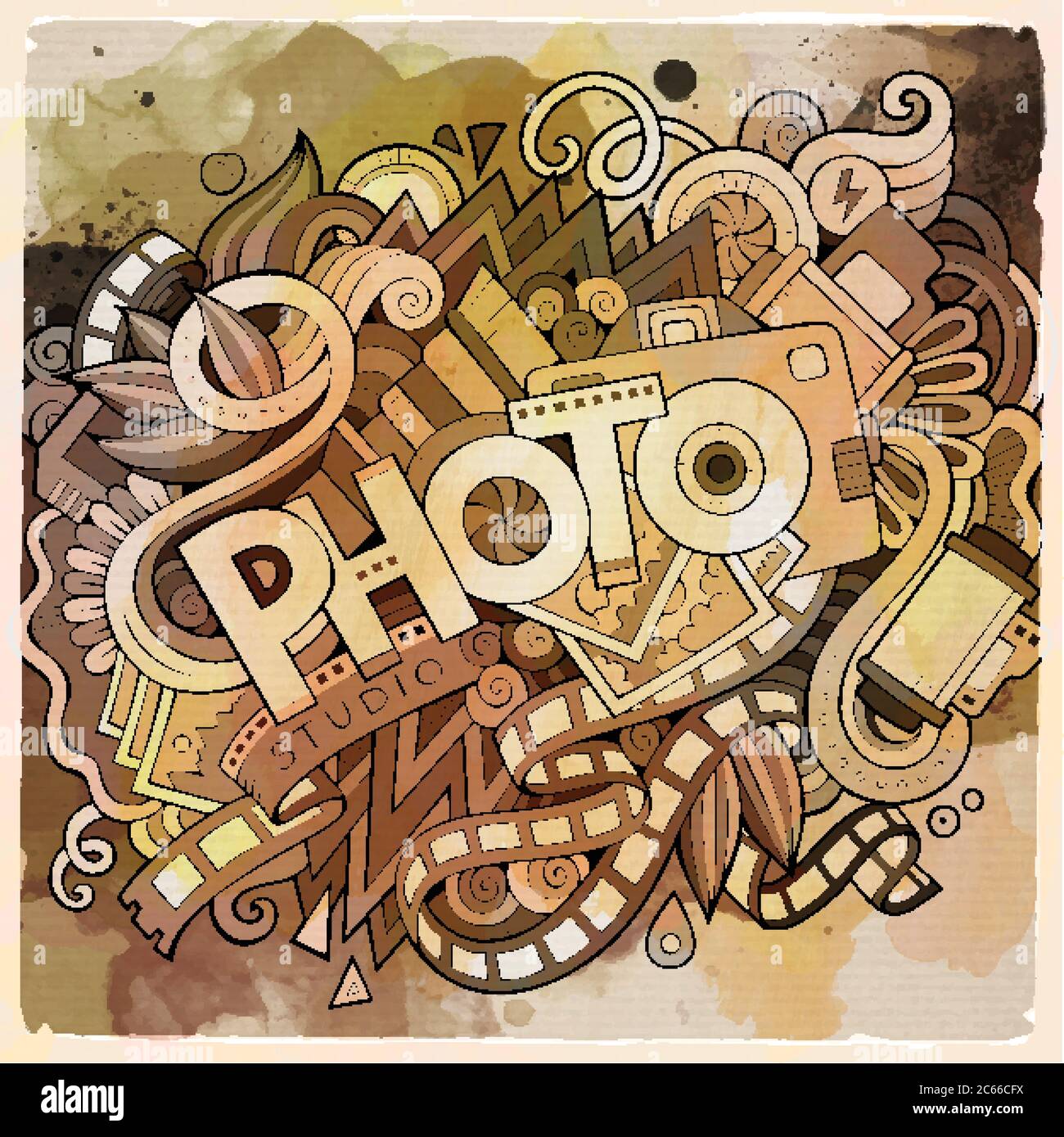 Cartoon cute doodles hand drawn Photo inscription Stock Vector Image ...