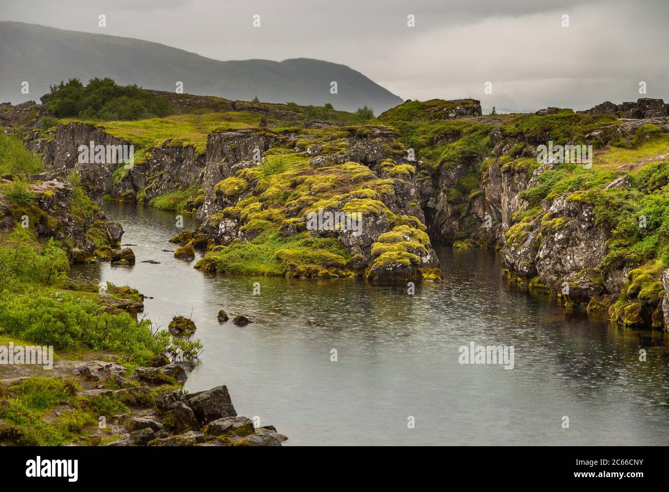 View of the Thingvallavatn, the largest natural lake in Iceland in ...