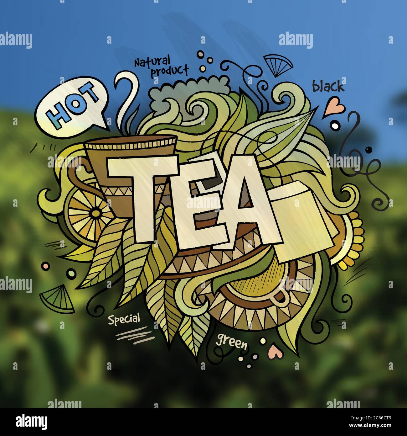 Tea hand lettering and doodles elements Stock Vector Image & Art - Alamy