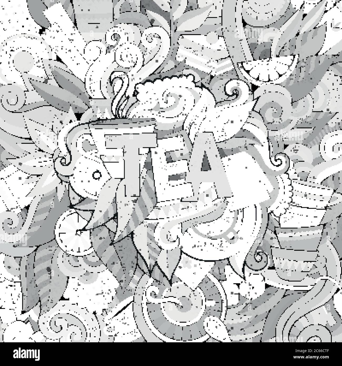 Tea hand lettering and doodles elements background Stock Vector Image ...