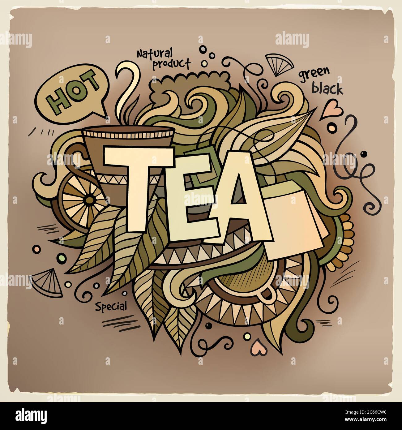 Tea hand lettering and doodles elements Stock Vector Image & Art - Alamy