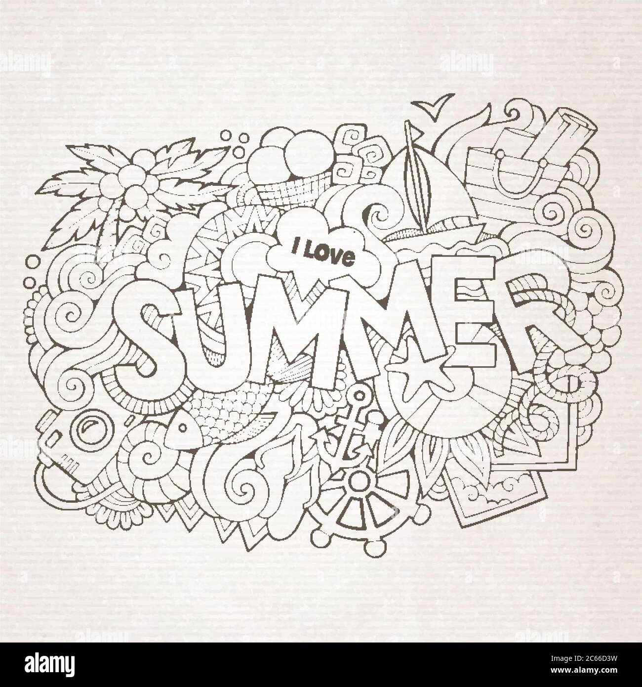 Summer hand lettering and doodles elements. Vector illustration Stock ...