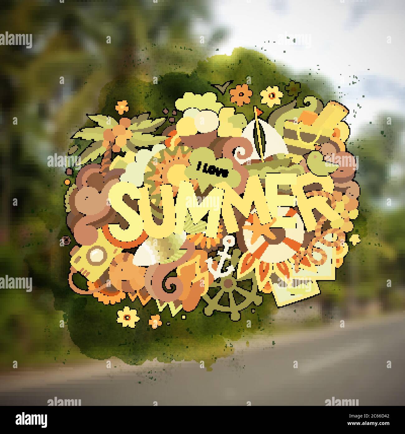 Summer hand lettering and doodles elements Stock Vector Image & Art - Alamy