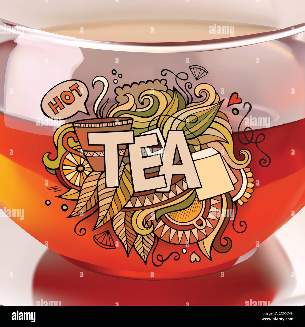 Tea hand lettering and doodles elements Stock Vector Image & Art - Alamy