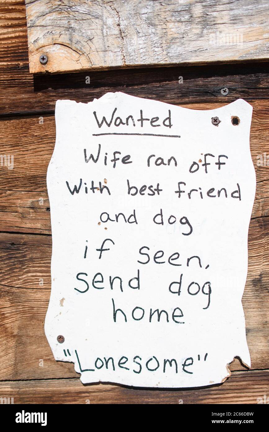 Funny 'Wanted' sign in Calico Ghost Town in California, USA Stock Photo ...