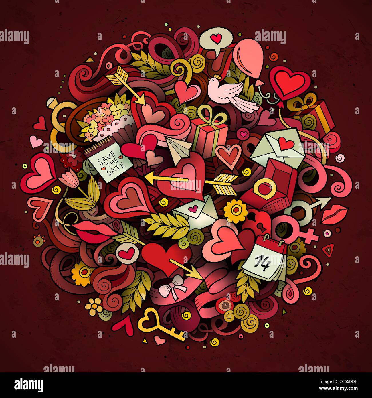 Cartoon vector hand drawn Doodle Love illustration Stock Vector Image ...
