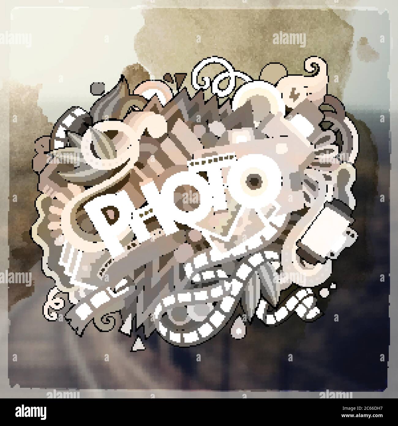 Cartoon vector hand drawn Doodle Photo word illustration Stock Vector ...