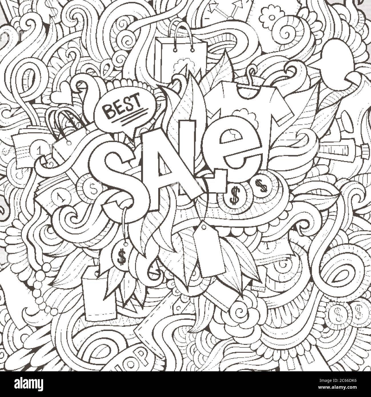 Sale hand lettering and doodles elements background Stock Vector Image ...