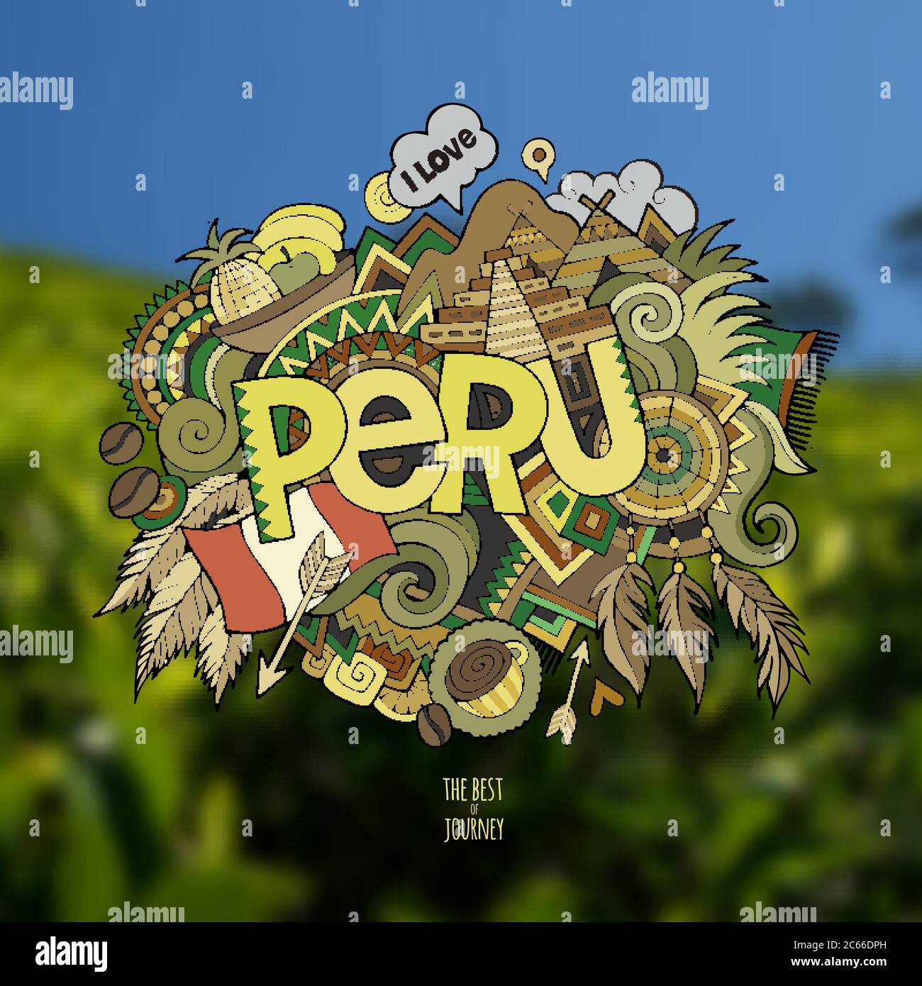 Peru hand lettering and doodles elements background Stock Vector Image ...