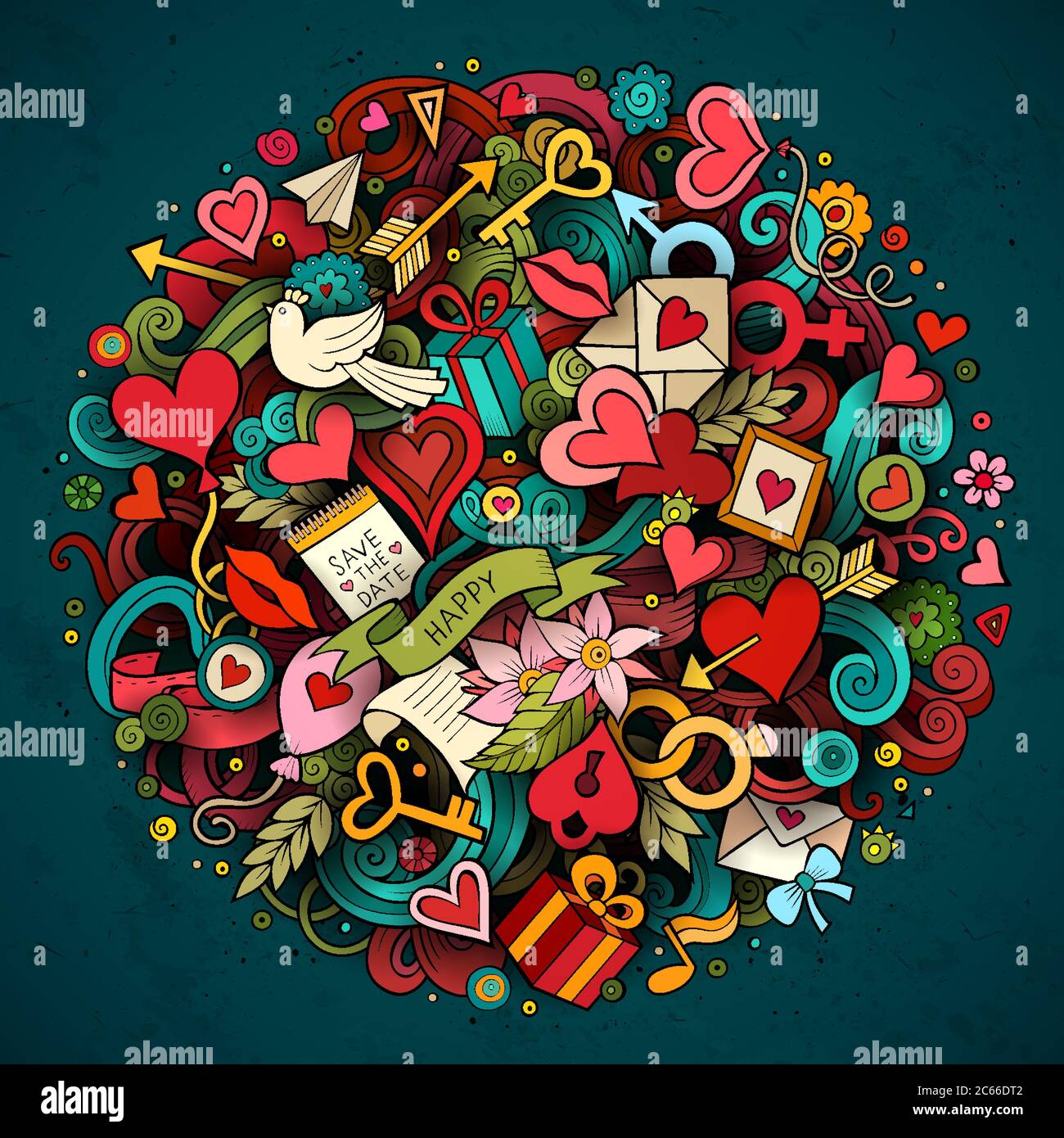 Cartoon vector hand drawn Doodle Love illustration Stock Vector Image ...