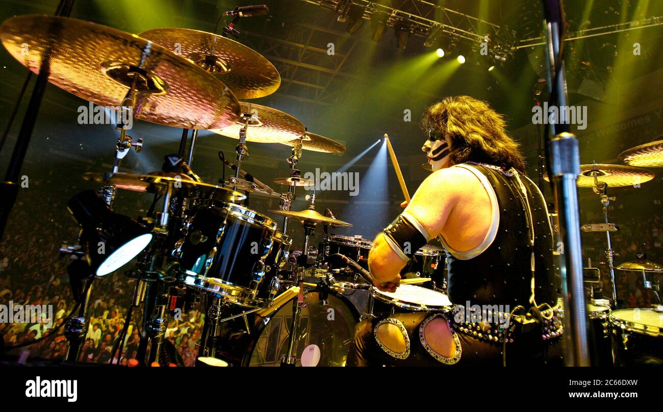 Drummer Eric Singers performs with KISS at the BB&T Center in Sunrise ...