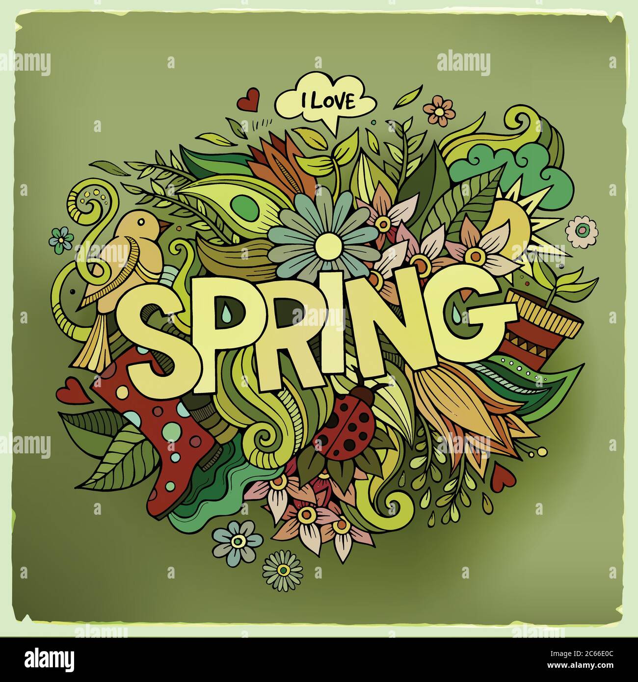 Spring hand lettering and doodles elements Stock Vector Image & Art - Alamy